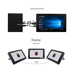 waveshare 7inch HDMI LCD (H) (with case) 1024x600 for Raspberry Pi IPS Display Capacitive Touch Screen Monitor with Toughened Glass Cover Case for Raspberry Pi 4/3/2/1 B B+ A+/Jetson Nano/Windows 10