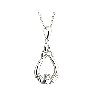 Solvar Sterling Silver Claddagh Trinity Knot Necklace-Irish Made