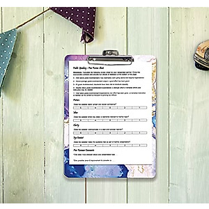 Fashion Clipboard, Abstract Art Design, Standard A4 Letter Size, 12.5" x 9", Wooden Clipboard, Low Profile Clip, Decorative Clipboard, by Better Office Products (Blue-Purple)