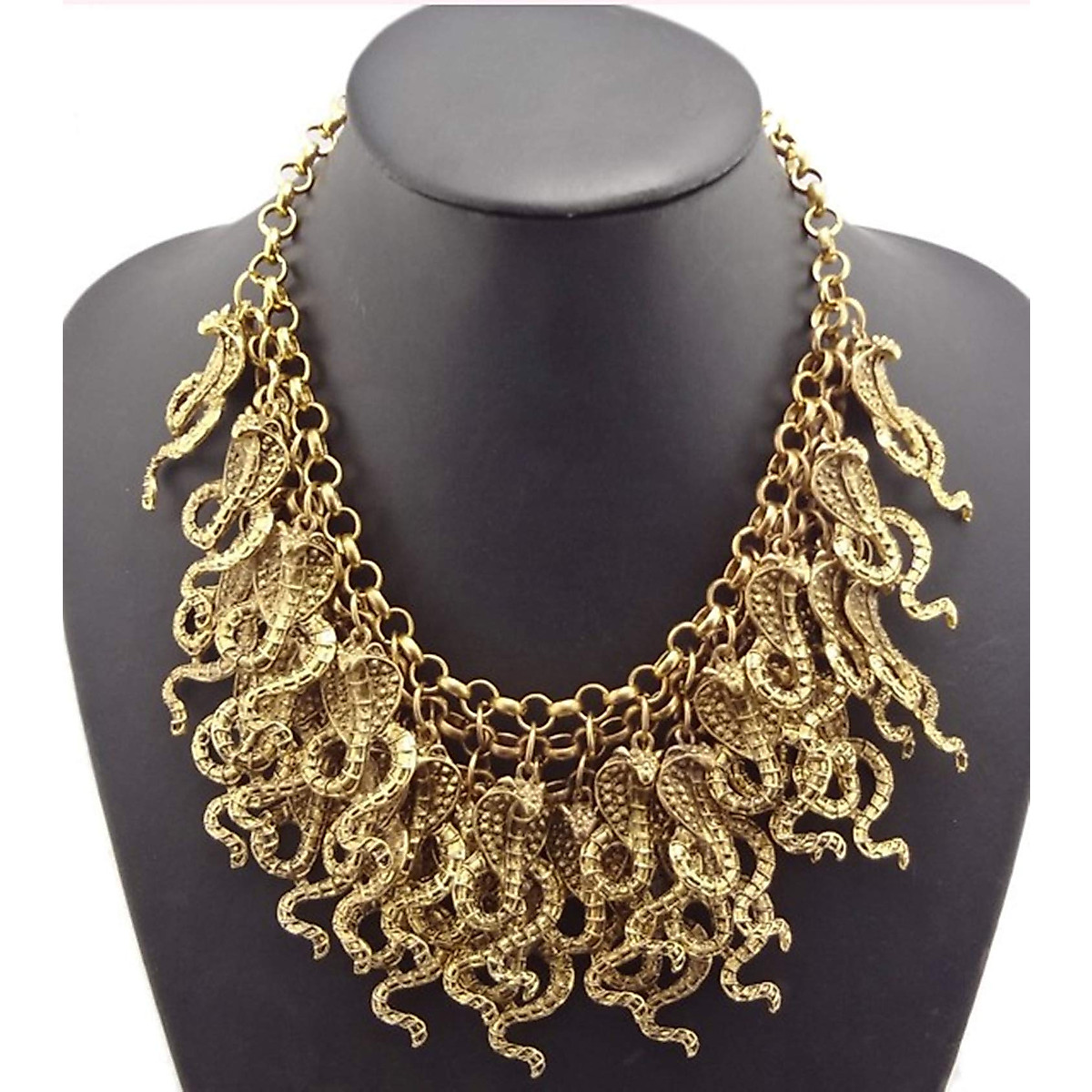 wiipujewelry Chunky New Ladies Metal Multi Layered Cluster Cobra Snake Choker Necklace(WIIPU-G63)