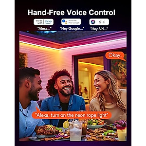 Lumary LED Neon Rope Lights, RGBCW Color Changing Silicone Flexible Rope Lights, 16.4ft UFO LED High Bay Light 150W 22000lm Smart Dimmable 2700K-6500K High Bay