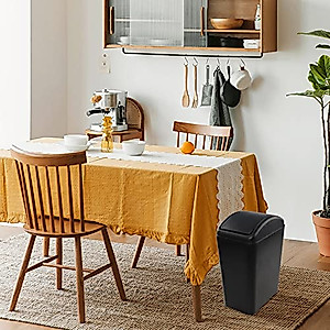 Vababa 3-Pack 4.5 Gallon Plastic Swing-Top Garbage Can, Trash Can with Swing Lid, Black