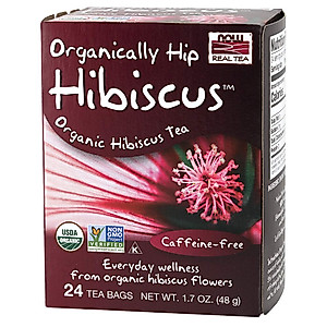 NOW Foods Organically Hip Hibiscus Tea, 24 Tea Bag (2 Pack)