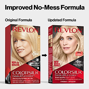 Revlon Permanent Hair Color, Permanent Hair Dye, Colorsilk with 100% Gray Coverage, Ammonia-Free, Keratin and Amino Acids, 60 Dark Ash Blonde, 4.4 Oz (Pack of 1)