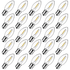 Brightown 25 Pack C9 LED Christmas Light Bulbs, Warm White Plastic C9 Shatterproof LED Bulbs Replacement for Christmas String Lights, E17 Intermediate Base,Commercial Dimmable Holiday Christmas Lights