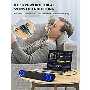 LENRUE Computer Speakers, USB Powered PC Speakers for Desktop Computer Laptop, iMac, Tablet, PS with Lights, Plug and Play (USB-Black)