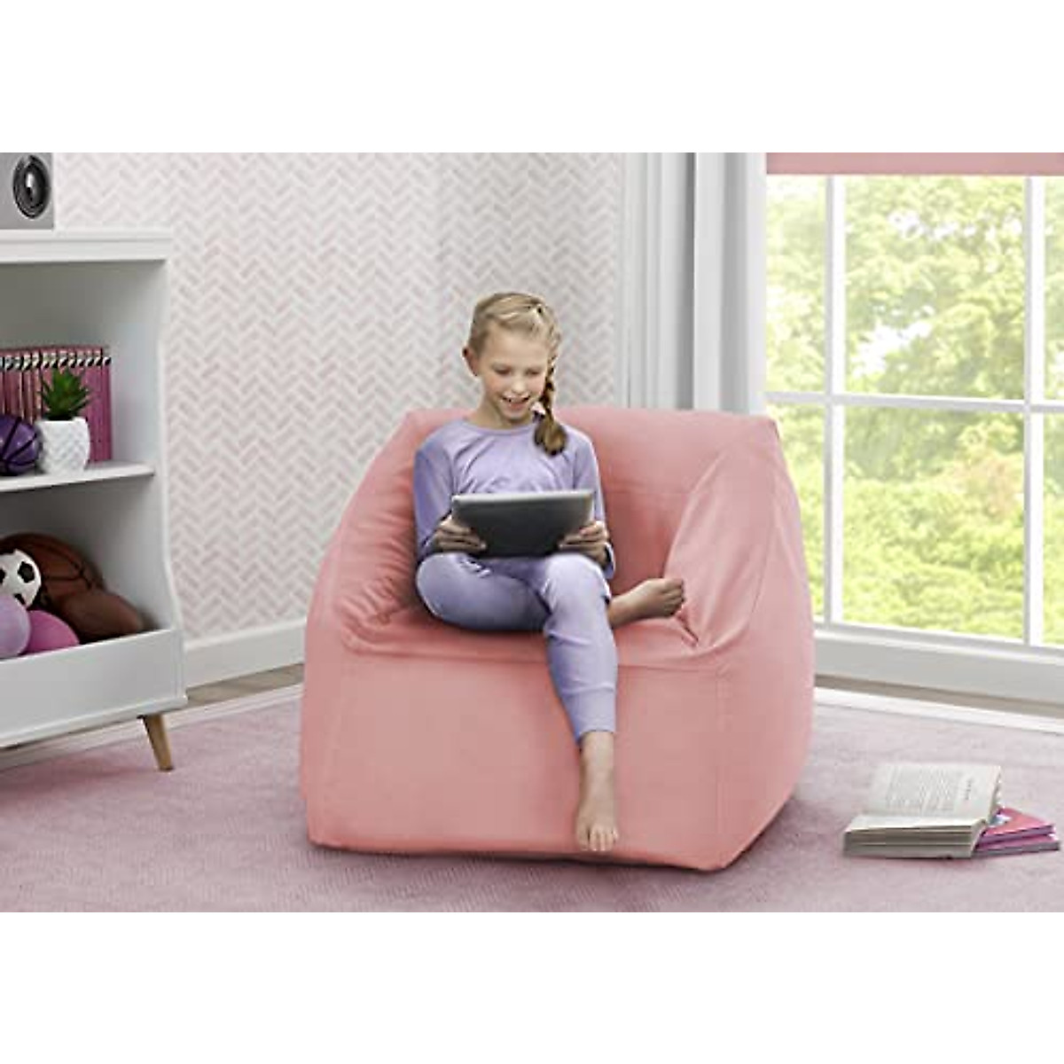 Delta Children Cozee Cube Chair, Kid Size (For Kids Up To 10 Years Old), Blossom