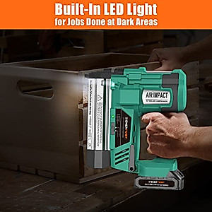 ENERTWIST 20V Cordless Brad Nailer 18 Gauge Nail Gun Battery Powered Including 2.0Ah Li-ion Battery 2 in 1 Cordless Nail/Staple Gun w/Lithium-Ion Battery for Upholstery, Carpentry,Woodworking