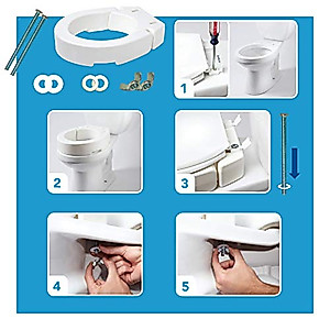 Carex Round Hinged Raised Toilet Seat, Adds 3.5 Inches of Height to Toilet, 300 Pound Weight Capacity, Toilet Seat Riser, Elevated Toilet Seat And Handicap Toilet Seat, Round or Standard