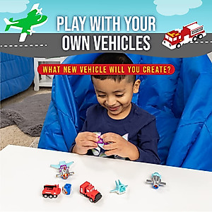 POPULAR PLAYTHINGS Micro Mix or Match Vehicles Deluxe Set of 4 Toy Cars, Toy Fire Truck, Toy Airplane