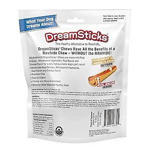 DreamBone DreamSticks with Real Bacon and Cheese Flavor, Rawhide Free Dog Chew Sticks 15 Sticks