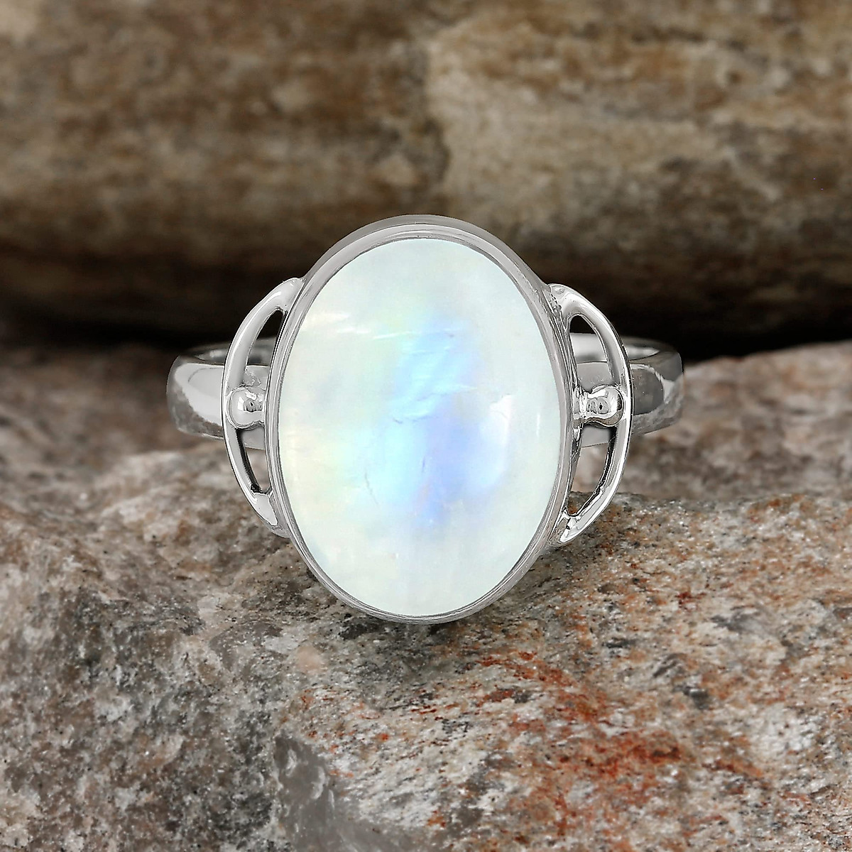 TISHAVI 7.91Cts Moonstone Ring Size 8 For Women, White Stone June Birthstone Jewelry Silver Women'S Day Gifts For Mom Wife Sister