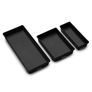 madesmart 3 Bin Pack-CARBON COLLECTION Soft-Grip Lining & Non-Slip Rubber Base & BPA-Free, Medium