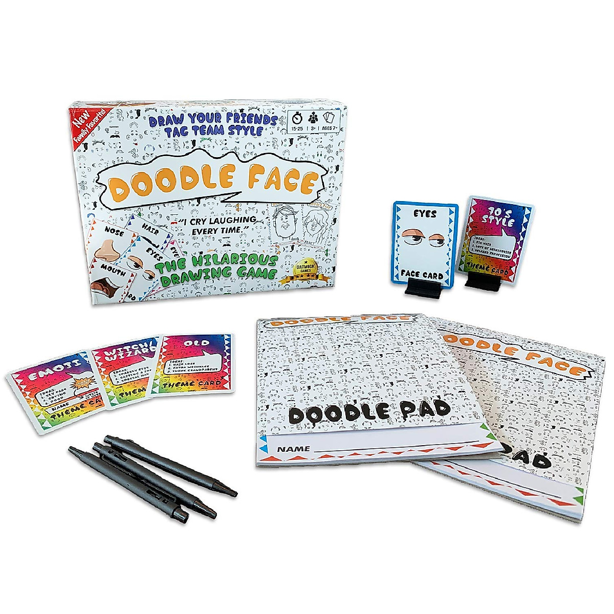 Doodle Face Game - New Hilarious Game of Drawing Your Friends and Family - A Drawing Game for Families - Stay at Home Date Night Party Game for 3-20 Players - Fun for All Ages and Skill Levels