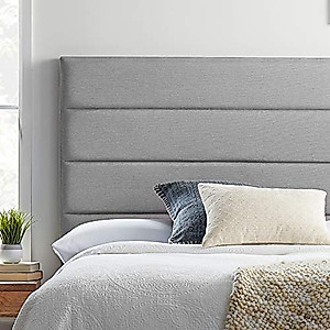 LUCID Upholstered 4 Channel Horizontal Tufted Headboard for King/California King Size Bed Frame (Stone)