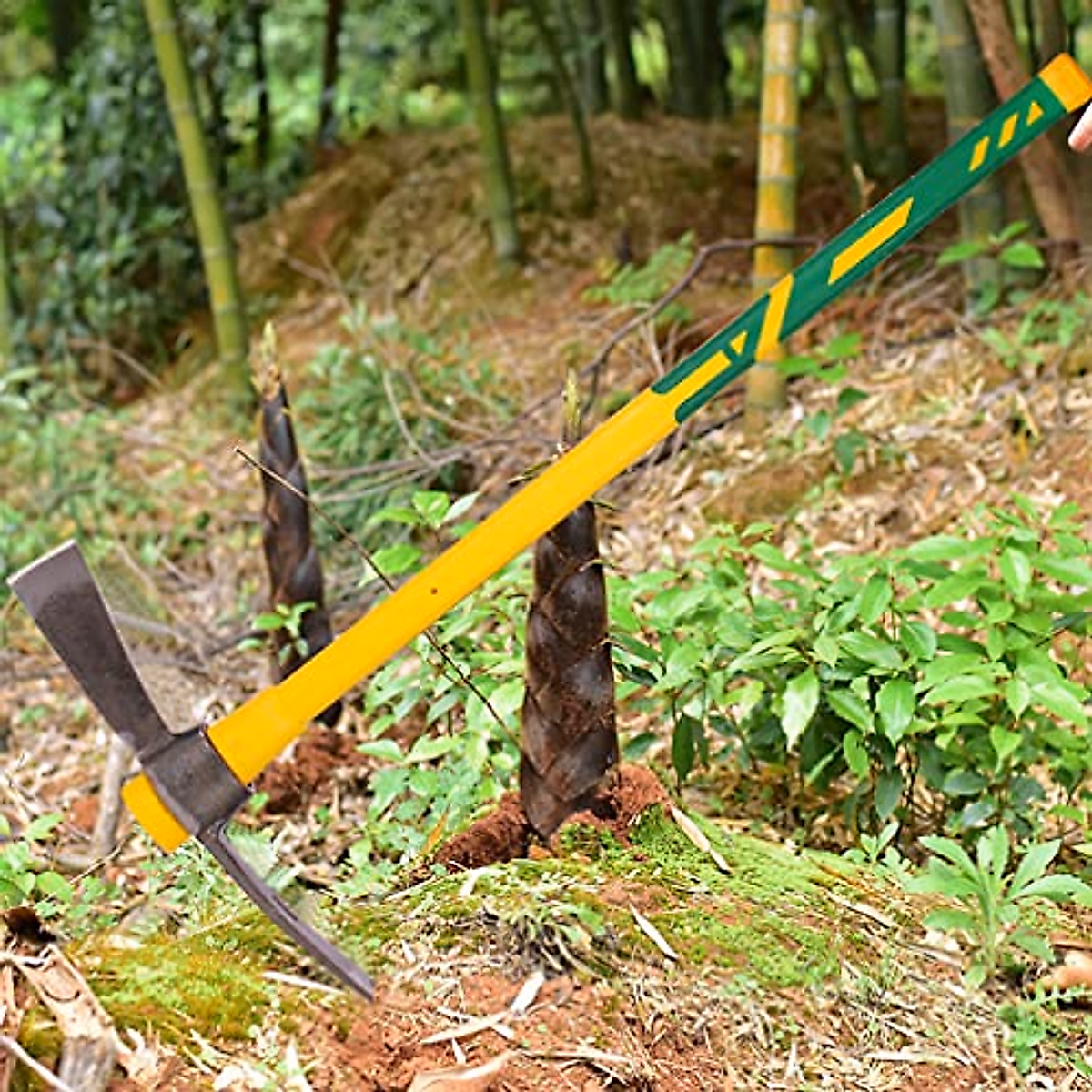 glorousamc Cutter Mattock, 36" Heavy Duty Pick Axe with Forged Heat Treated Steel Blades Hoe for Weeding, Prying and Chopping, Digging Tool with Fiberglass Handle (36.3inch, Yellow)