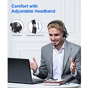 New bee USB Headset with Microphone for PC Computer Headset, Single Ear Headset Noise Cancelling Mic, Call Center Wired Headset with 3.5mm/USB/Type C for Skype Zoom Tablet Laptop (Black)