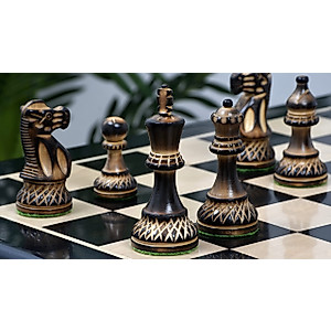 CHESSBAZAAR 3.8" King Burnt Blazed Chess Set for Adults & Kids, Wooden Chess Pieces only in Burnt Boxwood