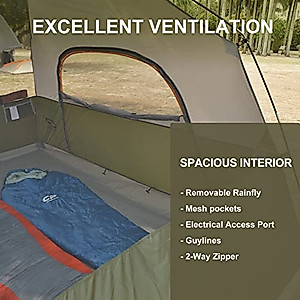 CAMPROS CP Tent 4 Person Camping Tents, Weatherproof Family Dome Tent with Rainfly, Large Mesh Windows, Wider Door, Easy Setup, Portable with Carry Bag - Olive