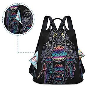 ALAZA Owl Rainbow Dream Catcher Backpack Purse for Women Anti Theft Fashion Back Pack Shoulder Bag