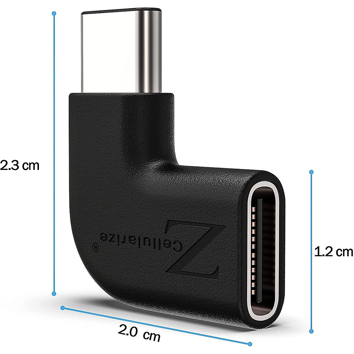 Cellularize USB C Extender Adapter 40Gbps 240W Short Dock Cable Extension Type-C 8K@60Hz PD Low Profile Male to Female Thunderbolt QC & Data Transfer for USB-C Devices (Right Angle, 4 Pack)