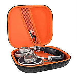 Geekria Shield Headphones Case Compatible with Master & Dynamic MW75, MH40, MW65, M&D MW60, MW50+, MG20 Wireless Case, Replacement Hard Shell Travel Carrying Bag with Cable Storage (Dark Grey)