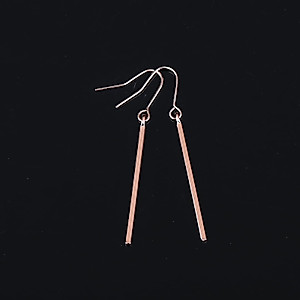 Vertical Bar Dangle Earrings for Women Minimalist Gomggsale Women's Drop Dangle Earrings Simple Geometric Jewelry (Rose Gold)