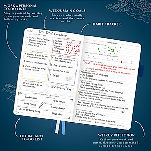 Legend Planner Daily for 3 Months – Undated Monthly Weekly & Daily Planner to Hit Goals. Organizer & Productivity Journal, A5 (Mystic Blue)