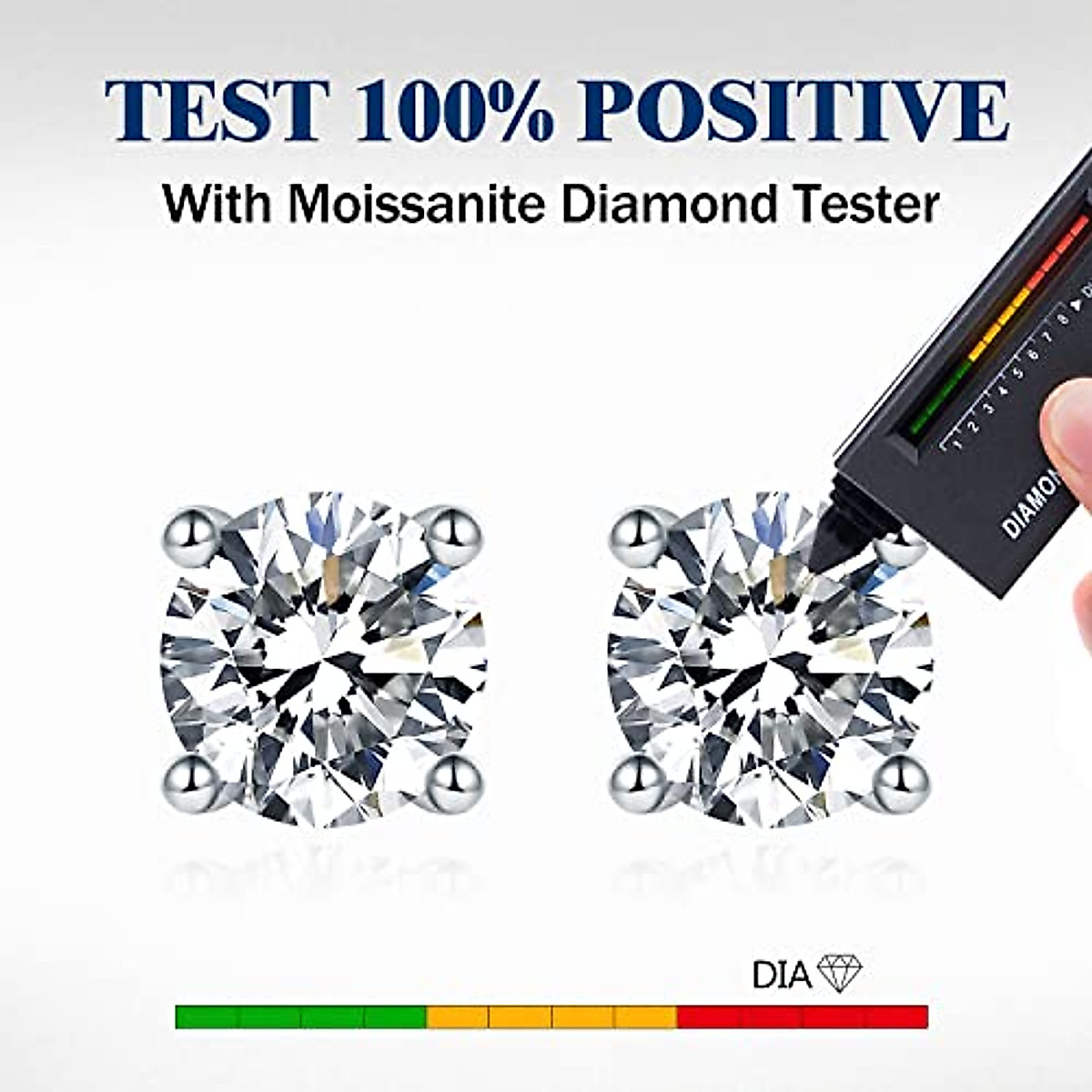 YODEWA Moissanite Stud Earrings for Women 925 Sterling Silver Hypoallergenic Flat Back 1 Pair DEF Color Lab Created Brilliant Round Moissanite Diamond Earrings (Silver 2CT)