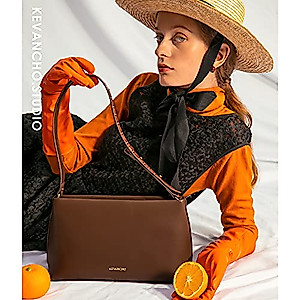 KEVANCHO Shoulder Bag for Women, Leather Purses and Handbags, Women's Fashion Tote Clutch Bag with Zipper (57 Coffee)