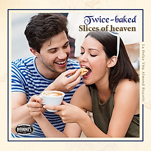 Nonni's La Dolce Vita Almond Biscotti - 2 Tubs - 34oz of Biscotti Italian Cookies - Italian Biscotti Cookies - Biscotti Jar - Biscotti Packed w/California Whole Almonds - Perfect w/Coffee - Kosher