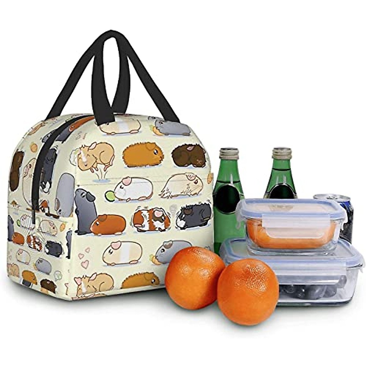 Xuhua Guinea Pig Parade Lunch Bag Boxes Tote Insulated Reusable,Lunch Bag Lunchbox Durable Waterproof Zipper Hangbag Portable for Boys Girls School Supplies