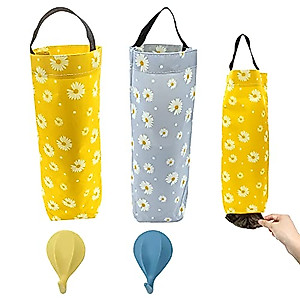 2 Packs Plastic Bag Dispenser for Grocery Bags, Convenient Hanging Kitchen Foldable Garbage Plastic Storage Holder Bag with 2 Hooks, Suitable for Home and Kitchen Organizer Bags