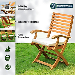 Idzo Heavy Duty Patio Bistro Armchairs Set of 2 for Outdoor with Legolas Bistro Dining Table, FSC Acacia Wood, Dinning Set for Romantic Couple