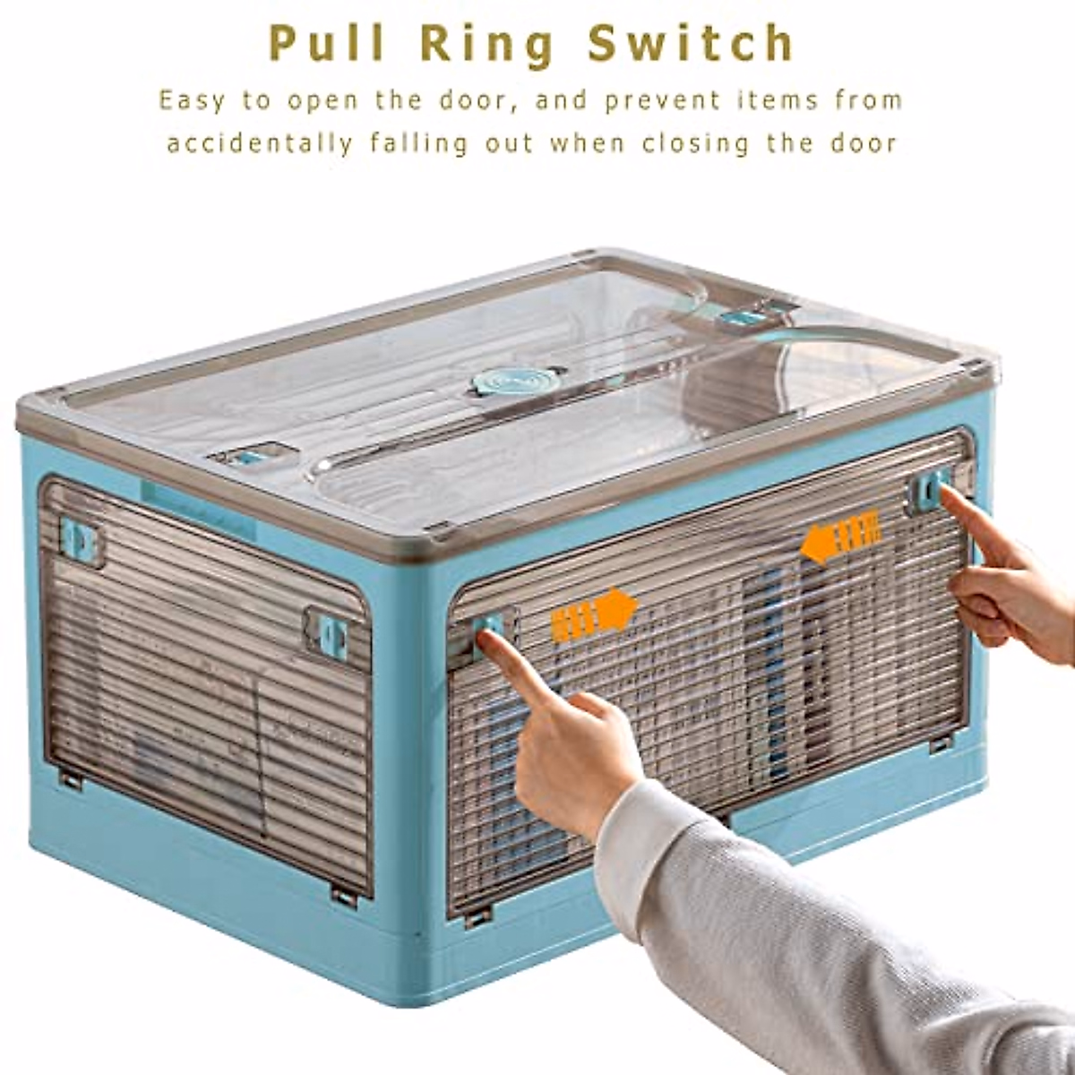 KISYONGUS 2 Pack 15Gal Large Capacity Storage Bins with Lids, Five-Door Stackable Storage box with wheels, Plastic Foldable Storage Boxes for Closet Storage Organization, 55L