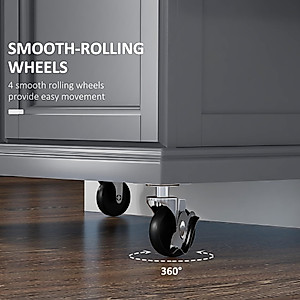 HOMCOM Kitchen Island on Wheels, Rolling Kitchen Cart with Stainless Steel Countertop, Drawer, Towel Rack and Spice Rack, Utility Storage Trolley, Gray