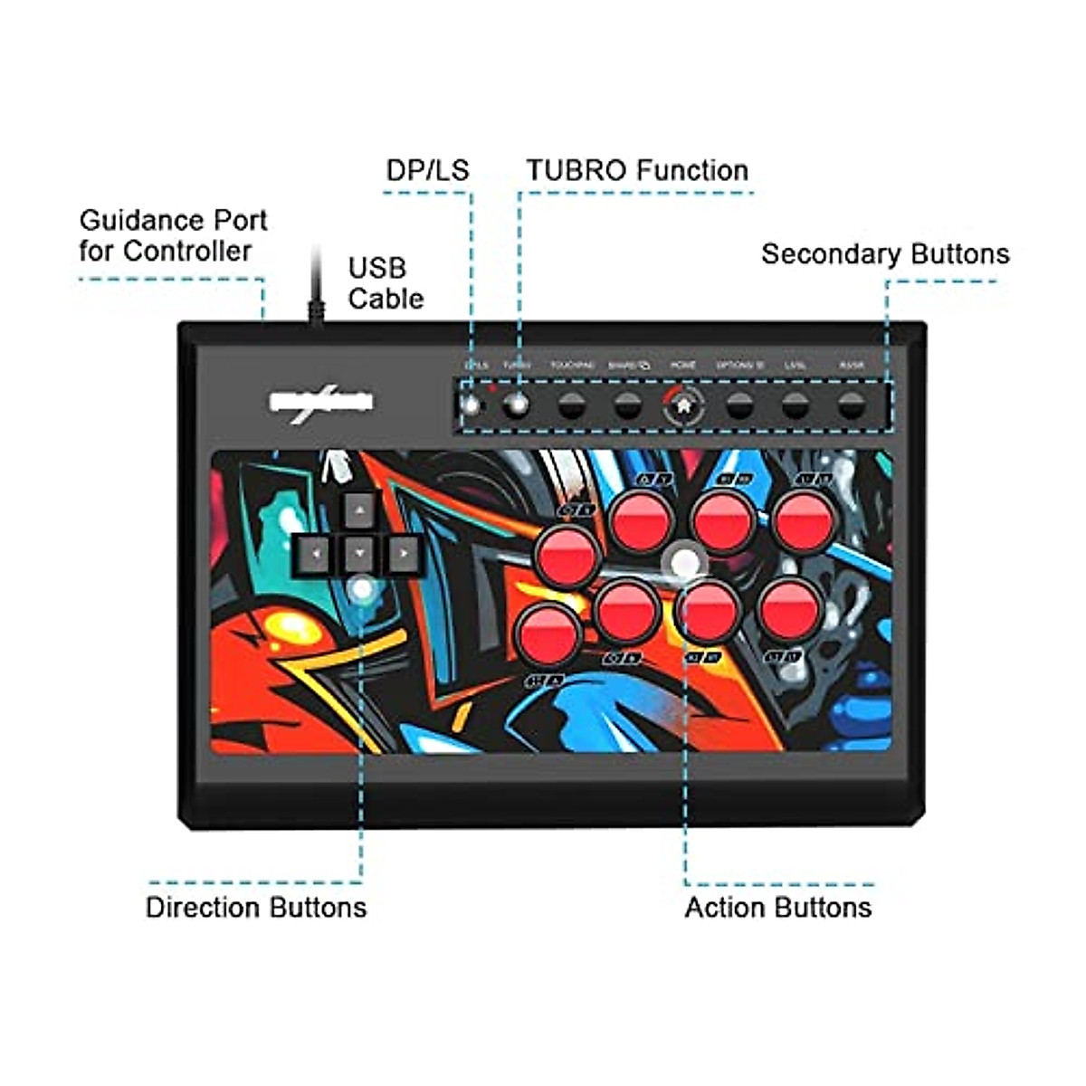 DIACCO Joystick Game Controller Fighting Stick Keyboard Control Wired Arcade Fight Stick Compatible with PS4/ PC/Android TV/N-S/Xbox One (Color : White)