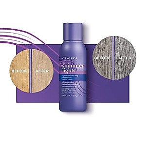 Clairol Professional Shimmer Lights Purple Shampoo, 2 fl. Oz | Neutralizes Brass & Yellow Tones | For Blonde, Silver, Gray & Highlighted Hair (Pack of 2)