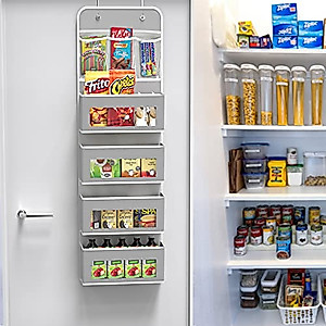 Simple Houseware Over Door 4 Clear Window Pocket Organizer with 3 Pockets, Grey