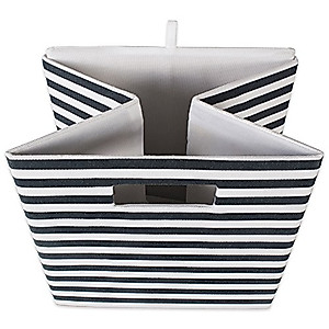 DII Collapsible Polyester Storage Cube, Pinstripe, Black, Small