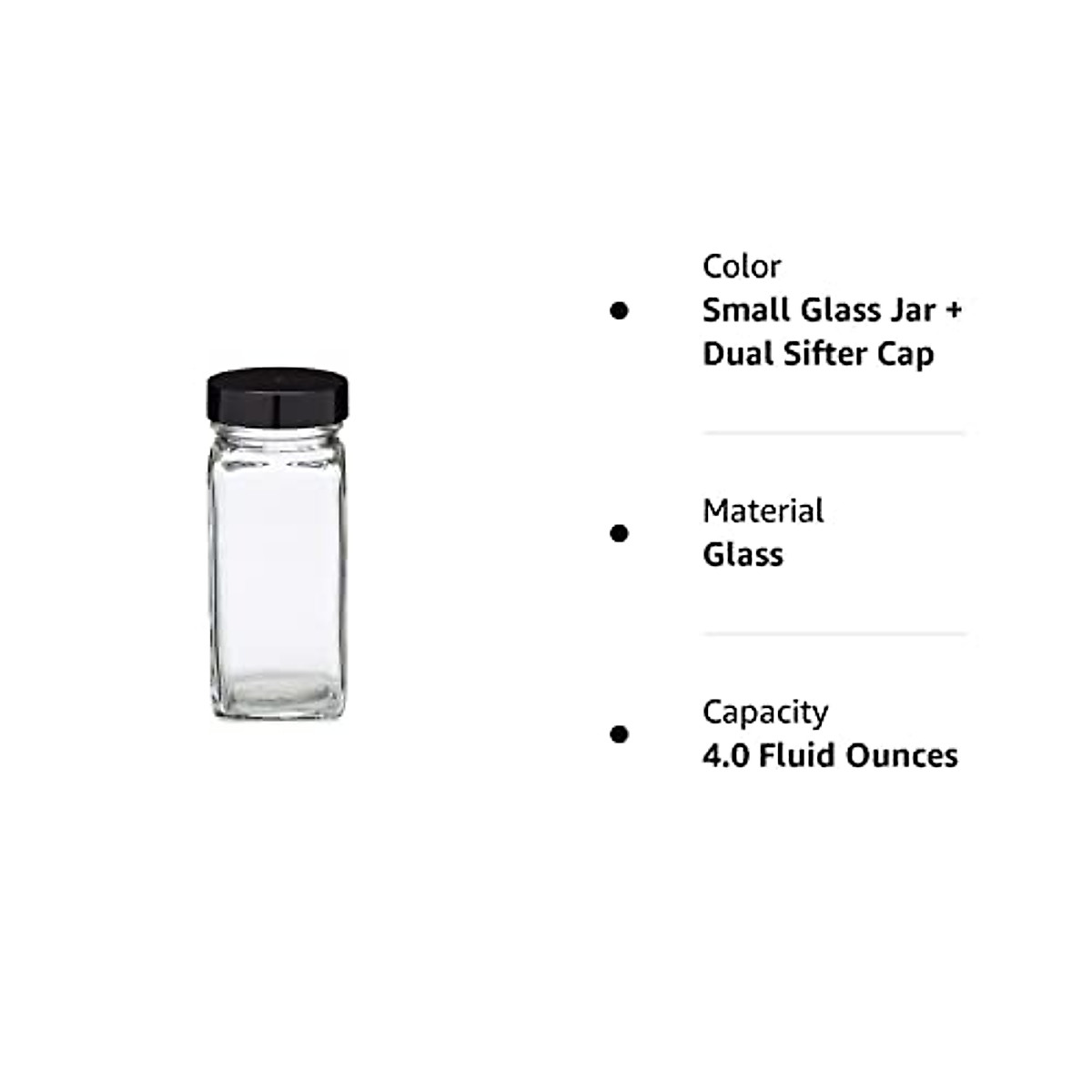 Pride Of India Small Clear Glass Spice Jars w/Dual Sifter Cap | Food Grade BPA Free USA Made | 4 Fluid Ounce Capacity