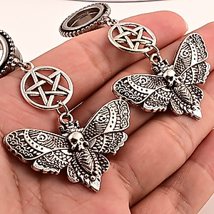 Atomhole 2 PCS Ear Gauges Cool Butterfly Dangle Hypoallergenic Stainless Steel Dangle Ear Plugs Tunnels Gauges Stretcher Pair Selling 2g 0g Piercing Body Jewelry (8mm(0G), Silver)