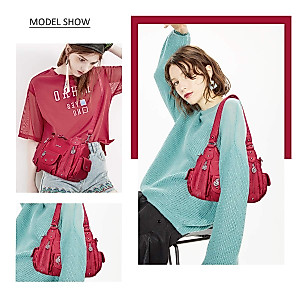Angel Barcelo Roomy Fashion Hobo Womens Handbags Ladies Purse Satchel Shoulder Bags Tote Washed Leather Bag Red