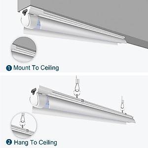 Barrina LED Shop Light 4FT, 40W 5000LM 6500K, Clear Cover Hanging led Light Fixture, Linkable LED Tube Lights, V Shape LED Ceiling Lights for Garage, Warehouse, Workshop, 6 Pack