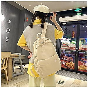 Sage Green Backpack for School, Aesthetic Backpack, Large-capacity Casual Rucksack Kawaii Backpack for Teen Girls (White)