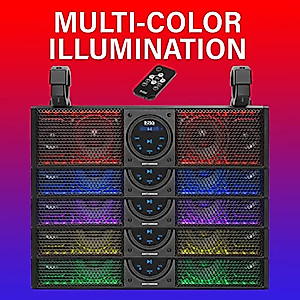 BOSS Audio Systems BRT18RGB ATV UTV Sound Bar System - 18 Inches Wide, IPX5 Rated Weatherproof, Bluetooth Audio, Amplified, 4 inch Speakers, 1 Inch Tweeters, USB Port, RGB Multicolor Illumination