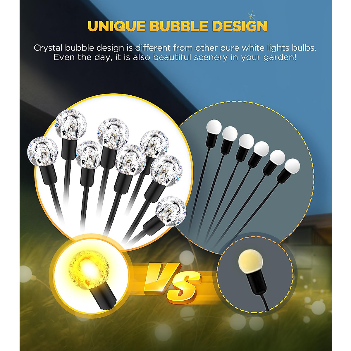 URAGO Solar Lights for Outside, New Upgraded with 32 LED Crystal Bubble Bulbs, Solar Garden Lights Outdoor Waterproof, Firefly Lights Outdoor Yard Patio Pathway Christmas Decorations