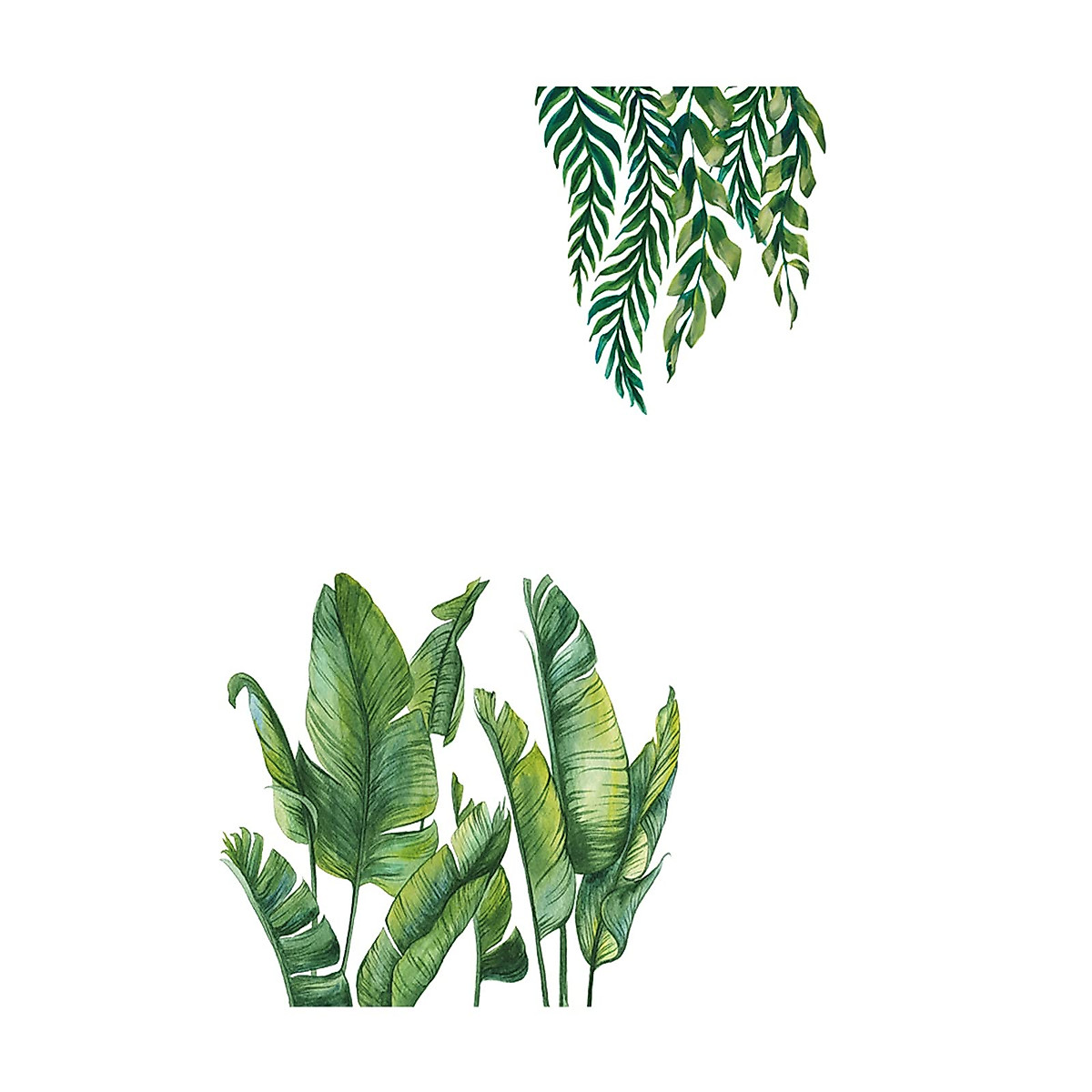 Big Green Leaf Wall Stickers Tropical Plant Leaves Window Decals Decorations Murals Wall Art Decorative Sticker for Kids Living Room Bedroom Nursery Playroom Cute Holiday Jungle Party Decor Supplies