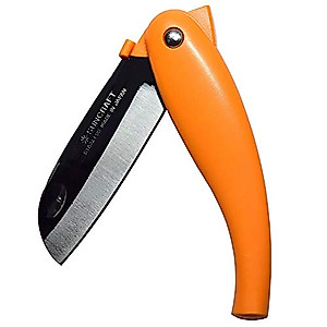 Seki Japan Folding Fruit Knife, Small Peeling Knife, 3.3-inch stainless steel blade with orange plactic handle, for kitchen and outdoor