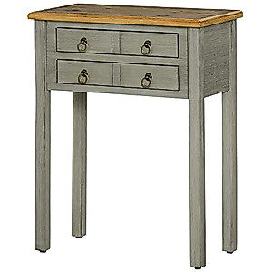 HOMCOM Vintage Console Table Retro Entryway Table with 2 Drawers for Living Room and Hallway - Grey